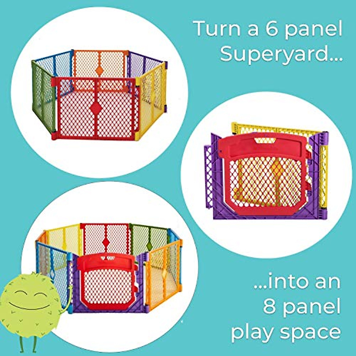 Toddleroo by North States Superyard Colorplay Ultimate 2 Panel Extension, Made in USA: Increases play space up to 34.4 sq. ft. (Adds 64", Multicolor)