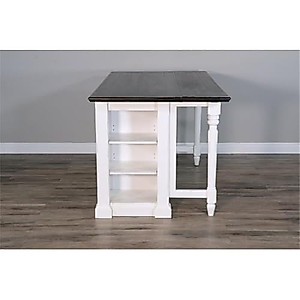 Pemberly Row 71.5" x 38" Farmhouse Wood Kitchen Island with Adjustable Shelves, Ample Storage Space, in White & Dark Brown Finish