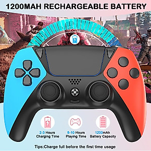 Wireless Controller for PS4 Controller,Wiv77 Ymir Elite Gaming Controller Compatible with Playstation 4 Controller with Turbo/Mapping Buttons/1200mAH Battery,Scuf Controller for Kids/Men/Women,BlueRed
