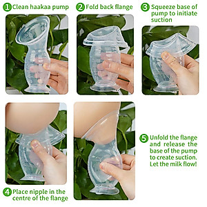 haakaa Manual Breast Pump Hand Pump Milk Pump Breast Milk Collector with Suction Base and Flower Stopper 100% Food Grade Silicone BPA Free (4oz/100ml) (Orange)