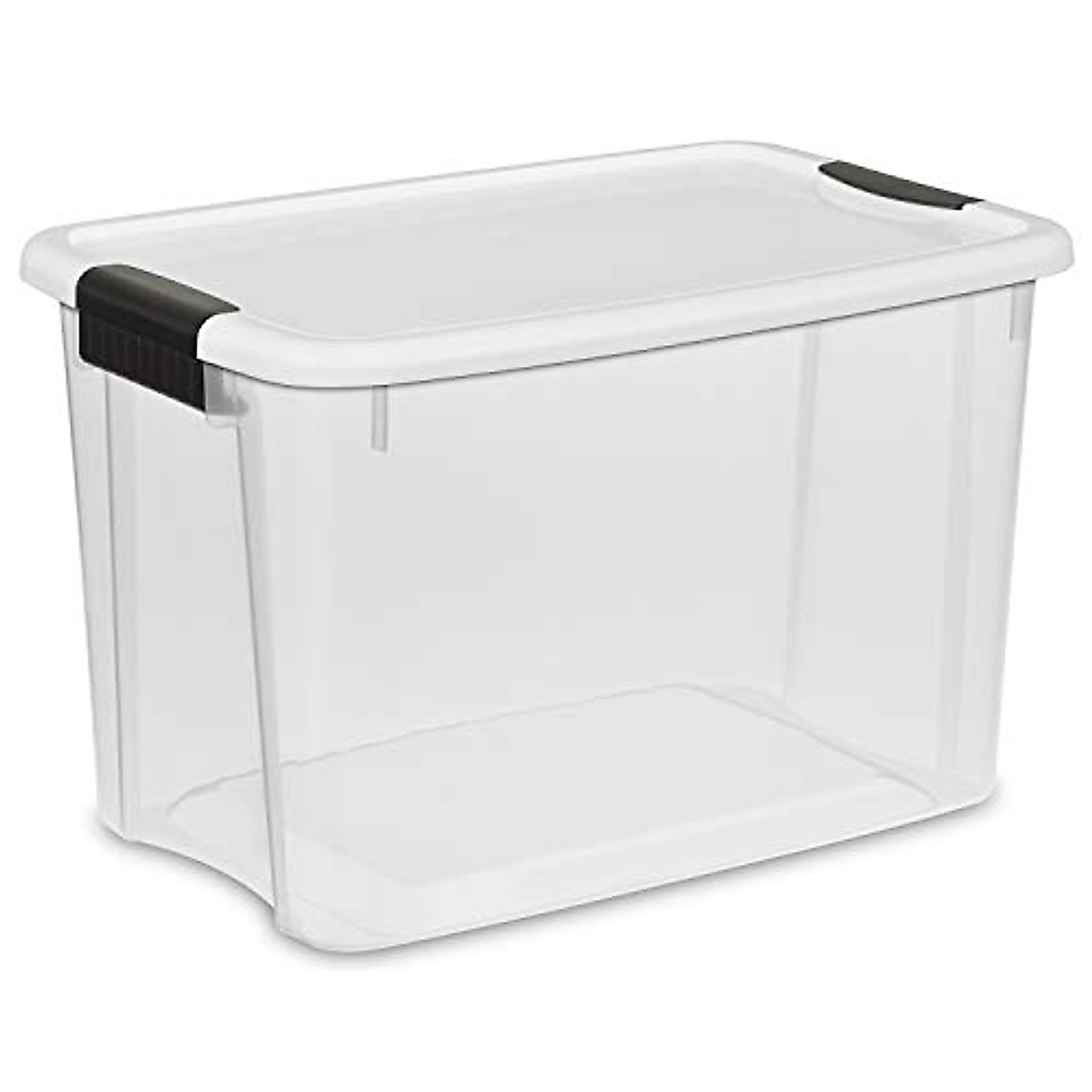 Sterilite 19909804 116 Quart/110 Liter Ultra Latch Box, Clear with a White Lid and Black Latches, 4-Pack & 19859806, 30 Quart/28 Liter Ultra Latch Box, Clear with a White Lid and Black Latches, 6-Pack