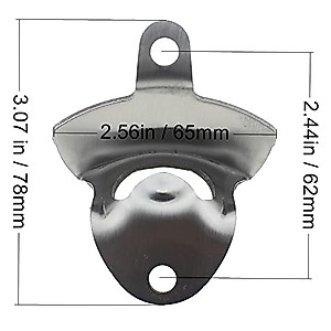 Jumiok Stainless Steel Bottle Cap Opener Wall Mounted Beer Bottle Opener with Cap Catcher Narrow Bundle (3 Openers and 1 Bin)