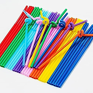 400 Count 10.2 Inch Colorful Flexible Plastic Drinking Straws,Bendable Long Thick Disposable Artical Straws,for Party,for Use with Any Jumbo Cup or Water Bottle,BAP Free,Diameter 0.24 inch