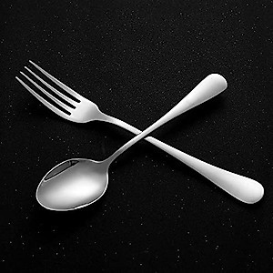 Set of 12, Stainless Steel Dinner Forks and Spoons Silverware Set, Heavy-Duty Dinner Forks (8 Inch) and Spoons(7 Inch) Cutlery Set, Dishwasher Safe (Silver)