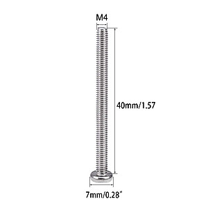 50 Pcs M4 x 40mm 304 Stainless Steel Phillips Round Pan Head Machine Screws Use for Cabinet Drawer Pull Handle, Metric Fine Thread.