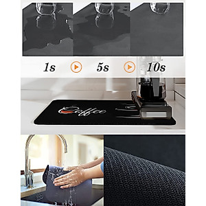 Coffee Mat Absorbent and Quick Dry Mat Hide Stain Rubber Backed Anti-Slip Drying Mat 19.5x12in for Kitchen Counter-Coffee Bar