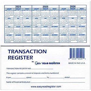 Personal Checkbook Registers, Set of 10, 2023-2024-2025 Calendars, Made in USA
