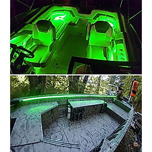 Seaponer Pontoon Boat Light, Marine Led Light Strip for Duck Jon Bass Boat Sailboat Kayak Flex Lighting for Boat Deck Light Accent Light Interior Lights Fishing Night, Green, 12v, 10m (32.8ft)