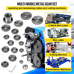 Mophorn 18pcs/Set CJ0618 Lathe Mini Lathe Gears Metal Cutting Machine Gears Lathe Gears Metal Exchange Gear (18pcs/Set)