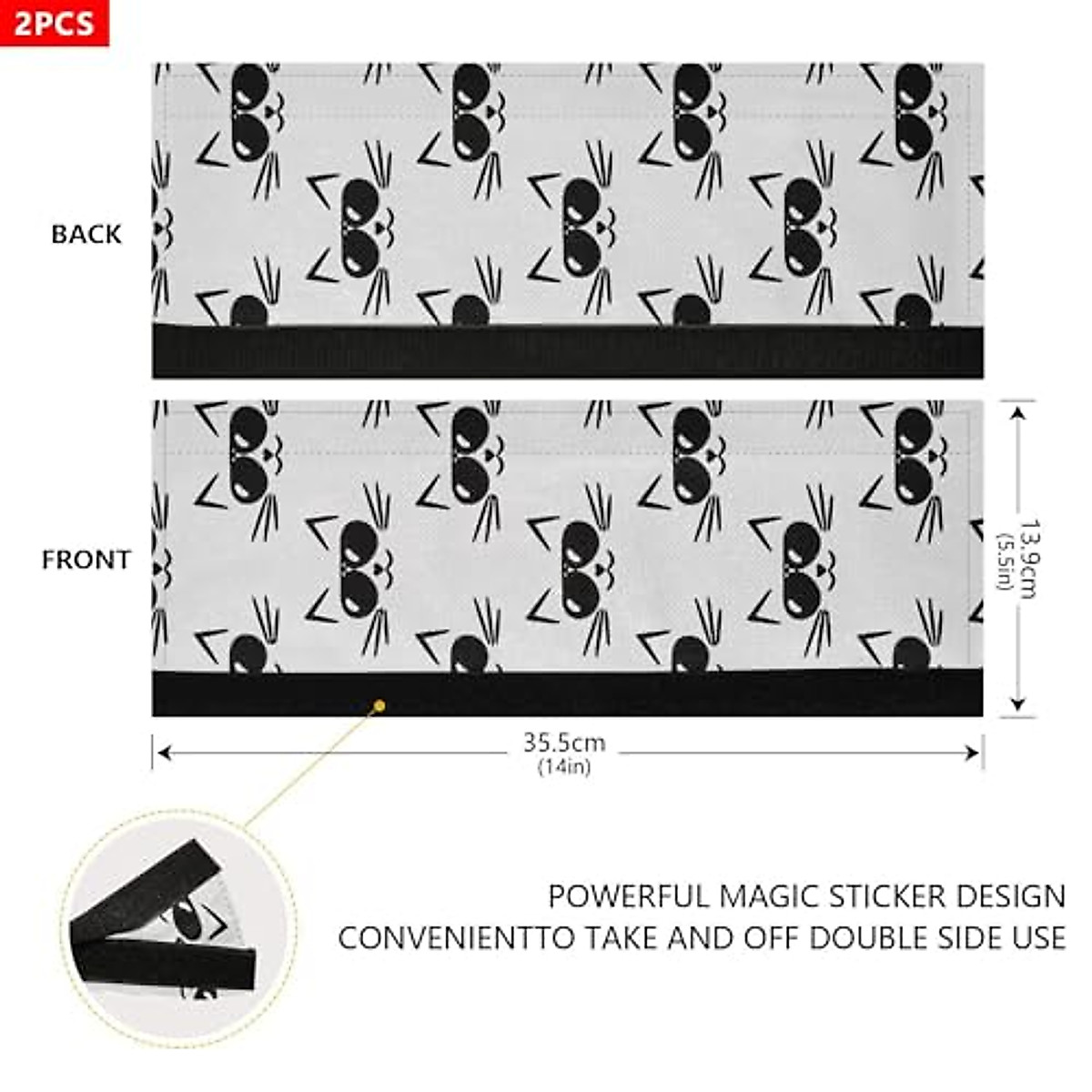 Augenstern Refrigerator Door Handle Covers Hipster-cat-Kitty-Pattern Kitchen Appliance Decor Handles