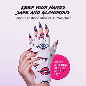 ManiGlovz - Original UPF 50+ UV Protective Nail Gloves | Gel Manicure Gloves & Anti-UV Fingerless for Women | Sun Protection for Driving | Making Waves Print