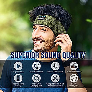 MUSICOZY Sleep Headphones Bluetooth Headband, Wireless Music Sleeping Headphones Sleep Mask Earbuds IPX6 Waterproof with Mic for Side Sleepers Workout Running Insomnia Travel Yoga, Pack of 2