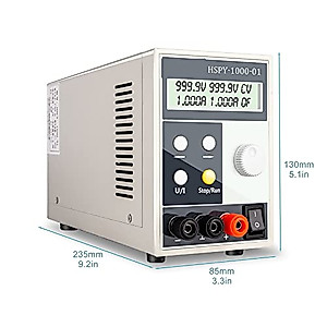 DC Power Supply, 1000V 0.1A 1A 4-Digits DC Lab Switching Power Supply Laboratory High Precision Adjustable 0.01V 0.001A Programmable Bench Source,Electroplating DIY(1000V 0.2A)