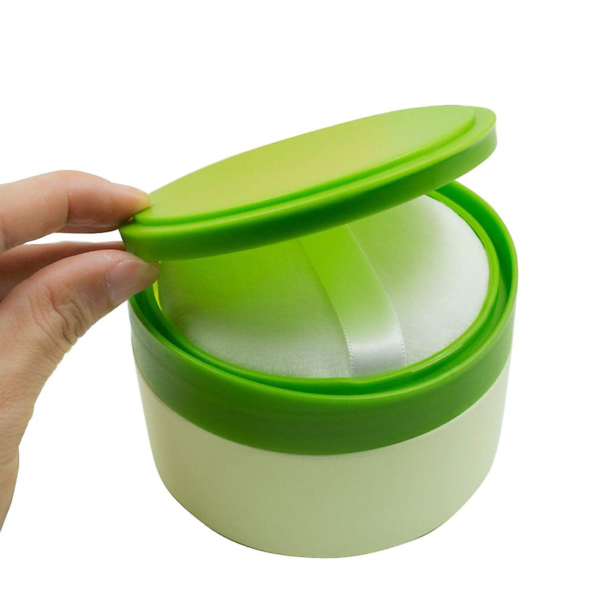 1Pcs Baby After-Bath Puff Box Body Talcum Powder Box Case Container Dispenser with Sifter and Powder Puff for Travel and Home Use(Green)