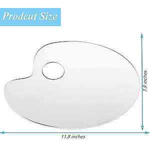 Acrylic Artist Paint Palette 11.8 x 7.9 inches Clear Oval Non-Stick Oil Paint Palette Mixing Transparent Easy Clean Art Paint Pallet (11.8 x 8 inch/2 PCS) (M)