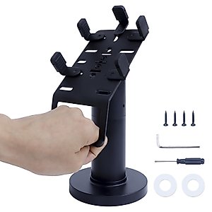 Universal Credit Card Terminal Stand for Square Terminal, 7" Tall Swivel and Tilt Credit Card Readers Square Stand with Handle for Most POS Machine, Screw-in and Adhesive Installation, Black