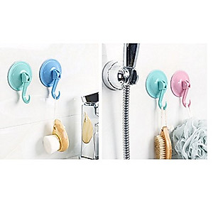 WOIWO Suction Cup Hooks,for Bathroom Kitchen Office Towel Key Coat Bag Clear Plastic Damage-Free Vacuum Suction Tile Hook Accessories 4PCS (Random Color)