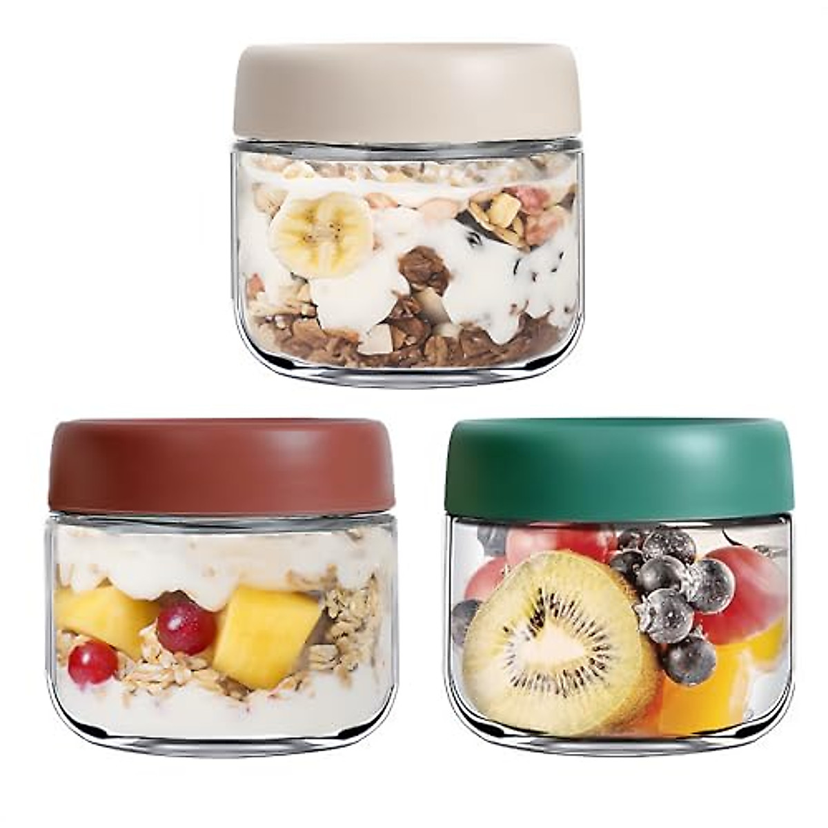 Overnight Oat Jars Containers with Screw Lid Airtight, Salad Dressing,Chia Pudding,Sugar Cane Cubes. Yogurt Storage Containers, Condiment Spice canisters