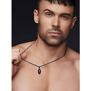 Football Necklace for Men Athlete, Mens Vintage Black Rugby Chain Titanium Steel Footballs Ball Pendant Necklaces Punk Rock Sprots Jewelry for Players