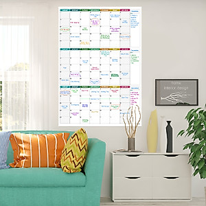 Dry Erase Calendar for Wall - 3 Month Vertical Wall Calendar, 28" x 40", Reusable Monthly Quarterly Calendar Planner Undated, Erasable Laminated Calendar Whiteboard, Vertical Layout Wall Calendar for