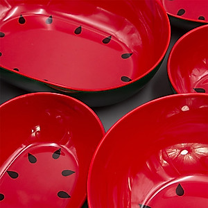 Three-piece Watermelon-style Fruit Plate-snack, Candy And Fruit Storage Tray, Sturdy Fruit Bowl For Indoor Living Room, Large, Medium And Small Three-piece Set (Color : Red)