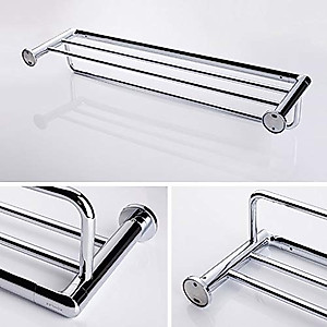 OMOONS Stainless Steel Wall Mounted Bathroom Double Towel Holder Shelf Storage Rail Rack