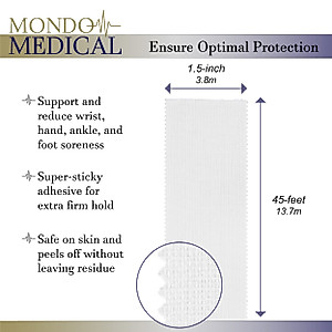 Mondo Medical Kinesiology Tape Uncut 1.5in x 45ft Rolls 3-Pack - White Athletic Tape for Skin Muscle Sports Body Tape