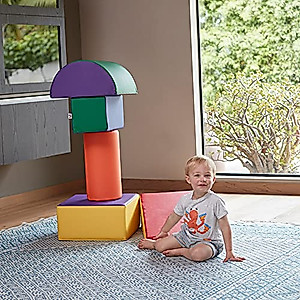 ECR4Kids SoftZone Climb and Crawl Activity Playset, Lightweight Foam Shapes for Climbing, Crawling and Sliding, Safe Foam Playset for Toddlers and Preschoolers, 5-Piece - Assorted