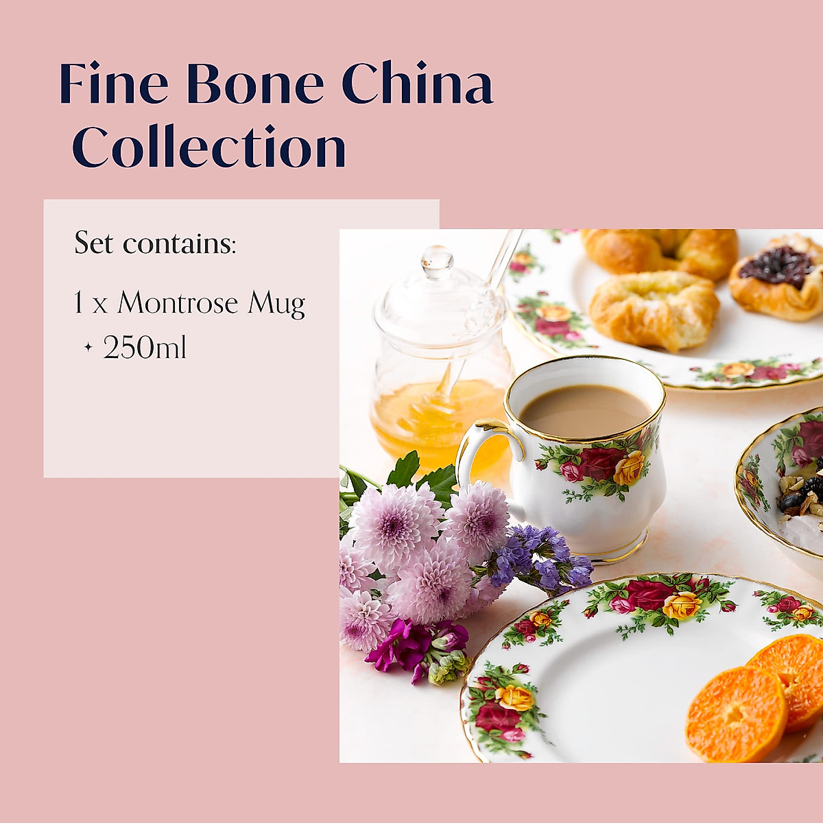 Royal Albert Old Country Roses Montrose Mug, 1 Count (Pack of 1), Multi