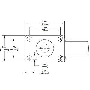 4" Caster Replacment for Model 1011-L2 for Rubbermaid Tilt Truck and Tandem Dolly: Swivel with Thermoplastic Rubber Wheel and 2-3/8x3-5/8" Mounting Plate
