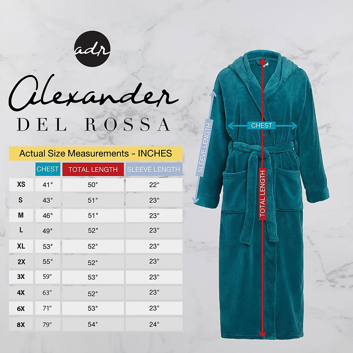 Alexander Del Rossa Women's Robes, Long Plush Bathrobe, Womens Robe with Hood, Hooded Robes for Women Plus Size Robe The Blues Striped XL (A0116ABQXL)