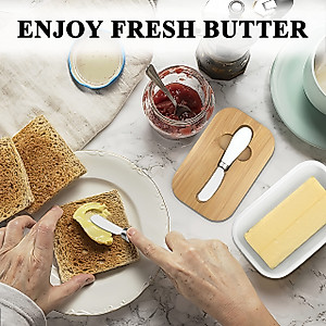 Butter Dish, Ceramic Butter Dish with Lid, Large Butter Keeper Perfect for 2 Sticks of Butter and Keep Your Butter Soft, Safe to Dishwasher