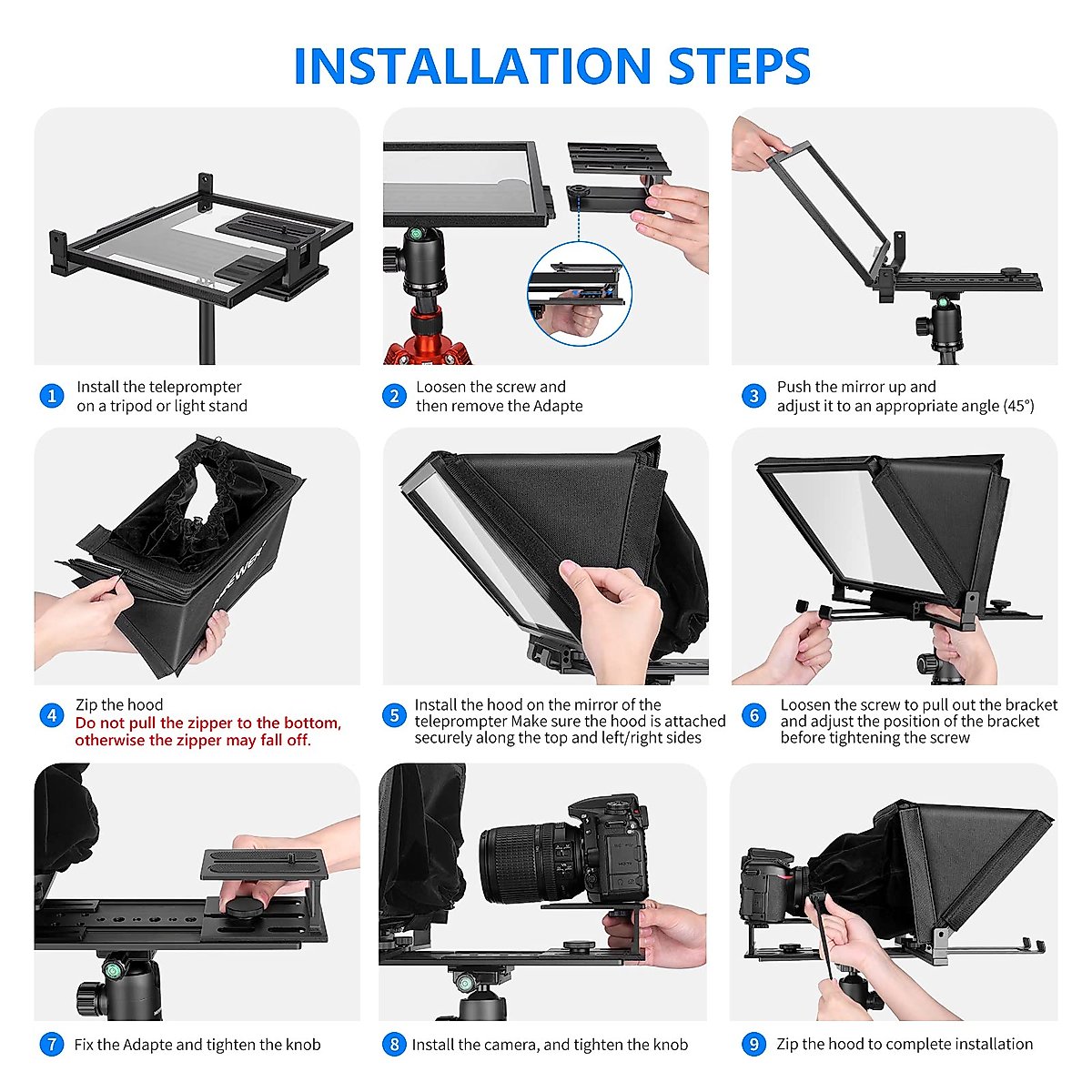 NEEWER X12 14 inch Aluminum Alloy Teleprompter for iPad Tablet Smartphone DSLR Cameras with Remote Control, Carry Case, APP Compatible with iOS/Android for Online Teaching/Vlogger/Live Streaming