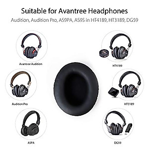 Avantree Black Replacement Earpads for Over Ear Headphones - Suitable for Avantree HT5009, HT4189, HT41899, DG59M, C519M，Audition, Audition Pro（Not Original Audition & Audition Pro Edition）