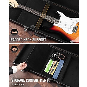 CAHAYA HardShell Wood Case Electric Guitar Hard Case Rectangle Shaped Guitar Case Hardshell for Standard Electric Guitars with Lock Latch Keys Black CY0209