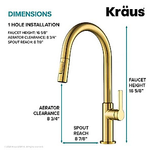 Kraus KPF-2820BB Oletto Single Handle Pull-Down Kitchen Faucet, 17 Inch, Brushed Brass