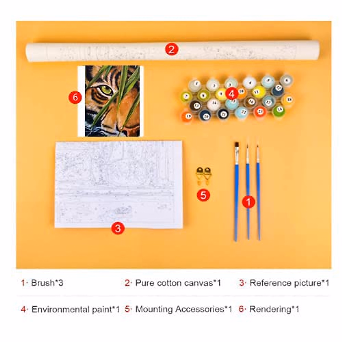 FILASLFT Tiger Paint by Number for Adults,Paint bu Numbers Animal,Paint by Numbers Beginner,Home Fashion Style Interior Decoration Paint by Number,Size 16 * 20Inch.