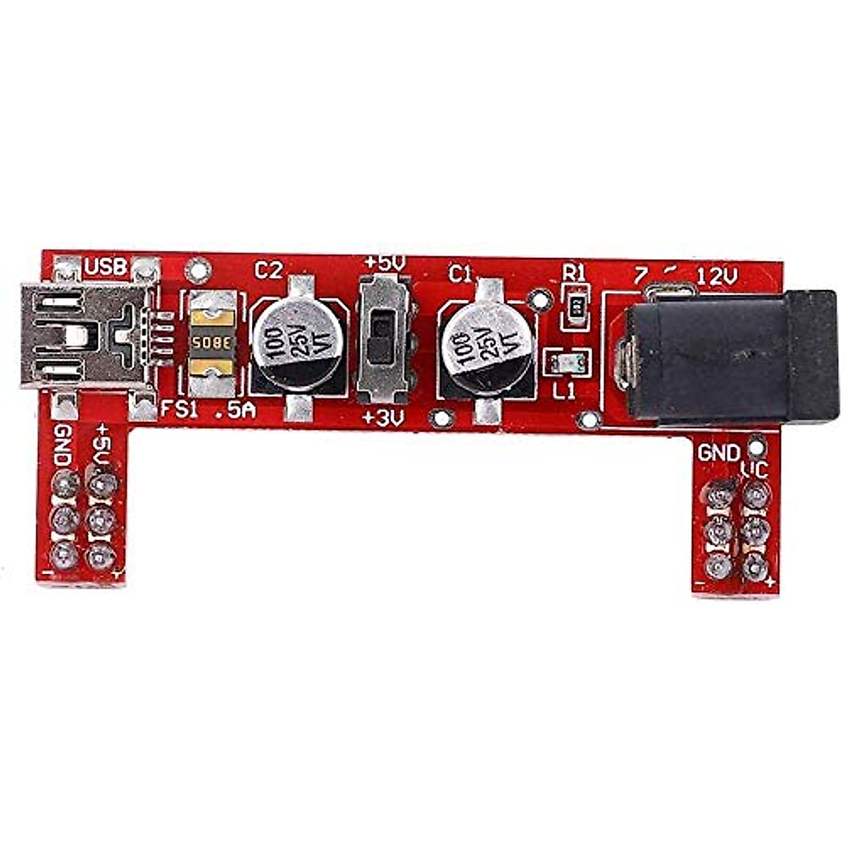 ZYM119 B10 2 Channel 5/3.3V Red Bread Board Power Module Input 6.5~12V DC, for Industrial Electronic Components (excluding Breadboard) Spot Steuermodul Circuit Board