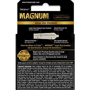 Trojan Magnum Lubricated Condoms, 3 Count
