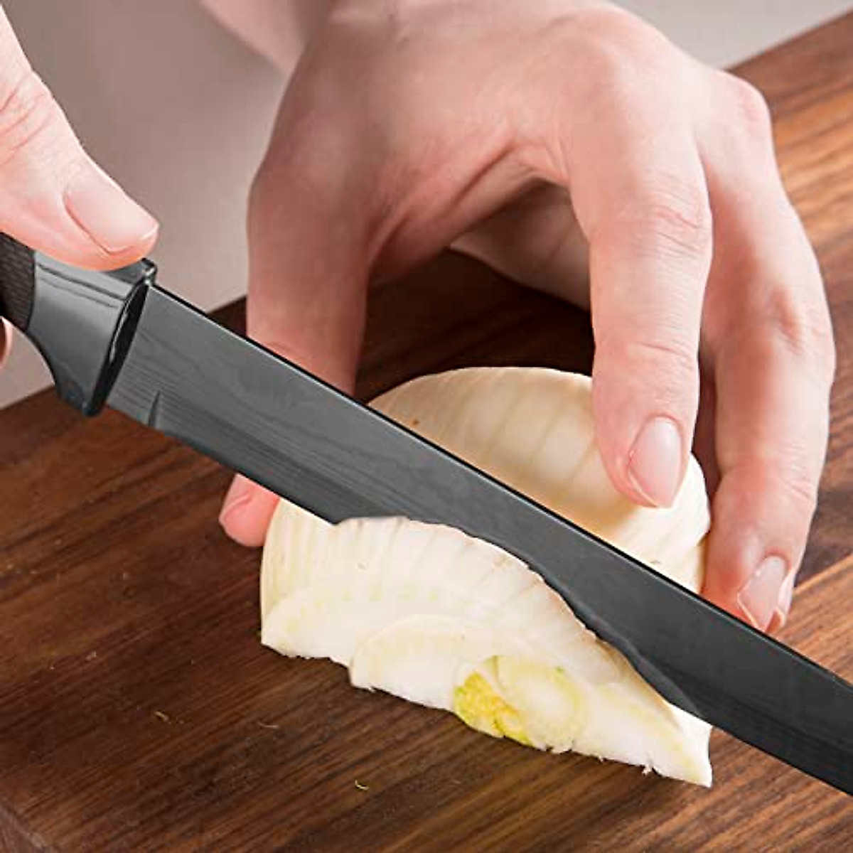 Tower Kitchen Stainless Steel Blades and Acrylic Stand, 5-Piece Knife Set, Black Damascus Effect