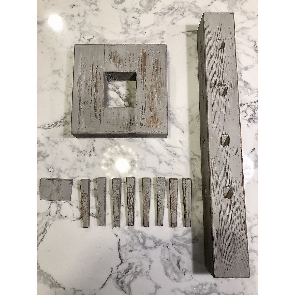 16" Solid Wood Coffee Mug Stand | Coffee Mug Tree | Coffee Mug Rack | Coffee Cup Holder | Adjustable / Removable Hooks | Holds 10 Mugs | Collapsible for Storage | Jewelry / Watch Organization (Gray)