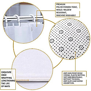 Yddsky Red Rose 4 Pcs Shower Curtain Sets Non-Slip Rugs Bath Mat Toilet Cover U Shaped Mat Black Red Shower Curtain with 12 Hooks Red Rose Valentine's Day Bathroom Set