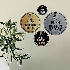 Signs ByLITA Circle Push Button To Exit Sign (Red) - Small