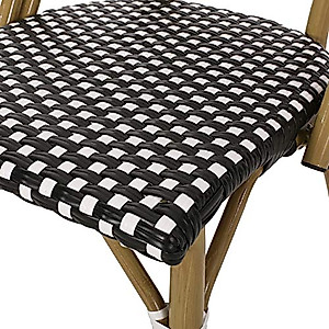 Christopher Knight Home Gwendolyn Outdoor French Bistro Chairs (Set of 2), Black + White + Bamboo Print Finish