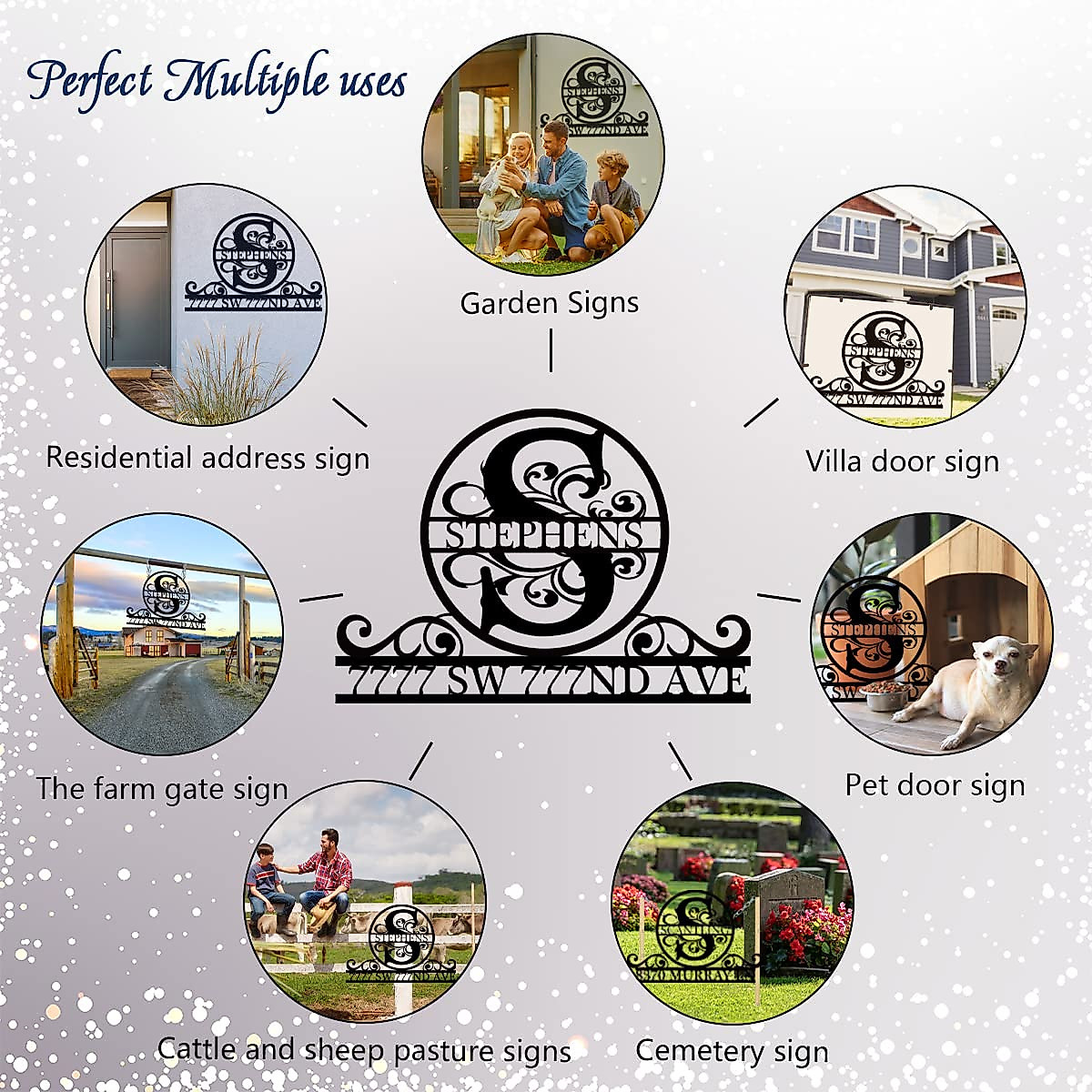 Custom Metal Address Sign - Wall Art Decor - Outdoor -Personalized Address Plaque - Signs for Home Decor Wall - Custom House Number Metal Sign(TY-DZ)