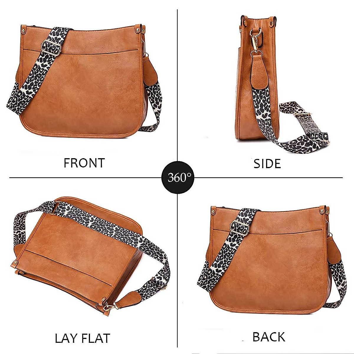 Crossbody Bags for Women Leather Hobo Handbag Trendy Crossbody Purses Shoulder Bucket Bag with Adjustable Guitar Strap