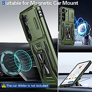 GOLDJU for Samsung Galaxy S23 Case, [4 in 1] Galaxy S23 Case with [2P Tempered Glass Screen Protector] & [Metal Ring Kickstand] Rugged Full-Body Protection Case for Samsung S23 6.1'' (Green)