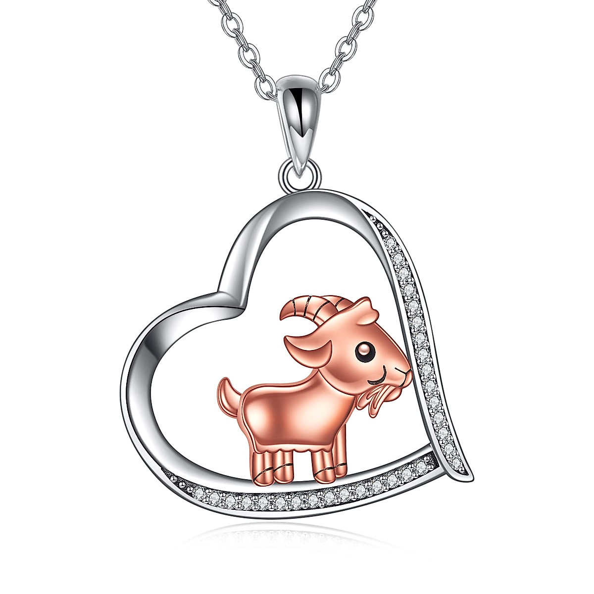 YAFEINI Goat Gifts for Goat Lovers Sterling Silver Goat Heart Necklace Goat Pendant Jewelry for Women