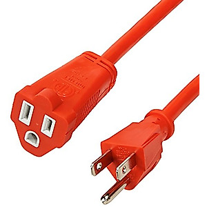 BLACK+DECKER 3-in-1 Electric Leaf Blower, Leaf Vacuum, Mulcher (BEBL7000) & Amazon Basics 50-Foot 3-Prong Vinyl Indoor/Outdoor Extension Cord - 13 Amps, 1625 Watts, 125 VAC, Orange