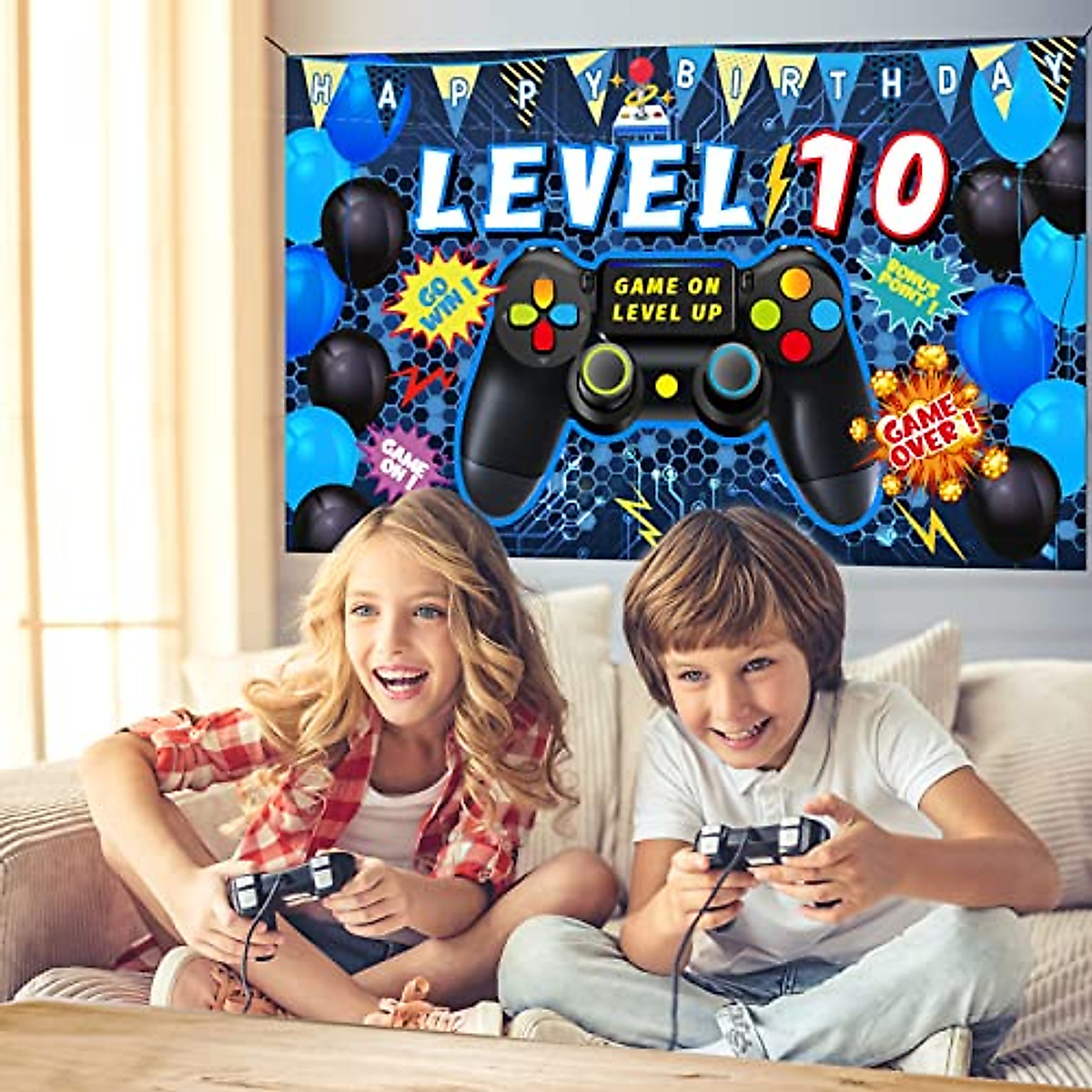 Vlipoeasn 10th Birthday Decorations for Boys 10th Video Game Birthday Decorations 10 Birthday Video Game Backdrop 10 Birthday Backdrop for Boys